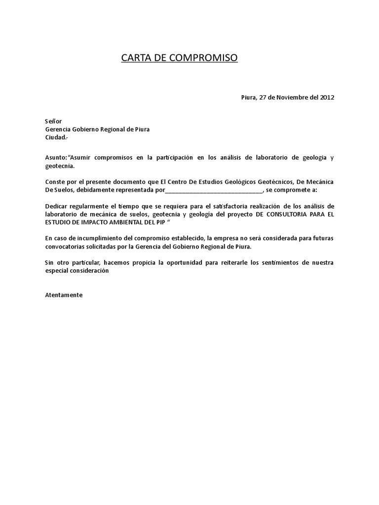 Carta de Compromiso Unp | PDF