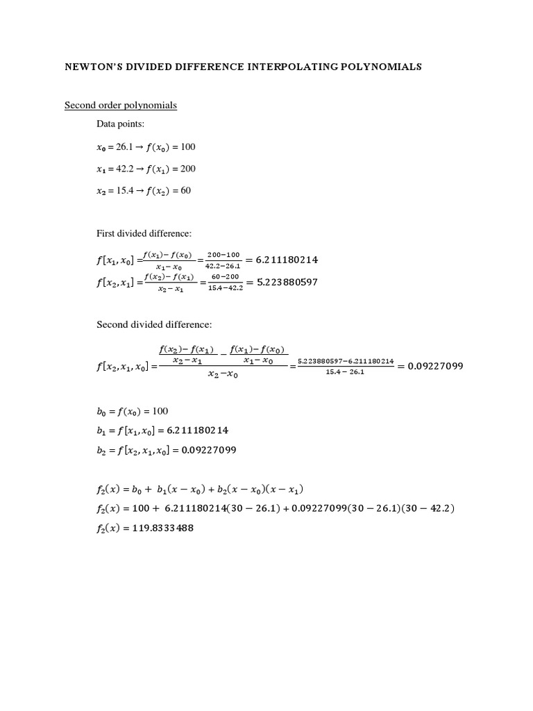 Newton'S Divided Difference Interpolating Polynomials | PDF | Interpolation | Numerical Analysis