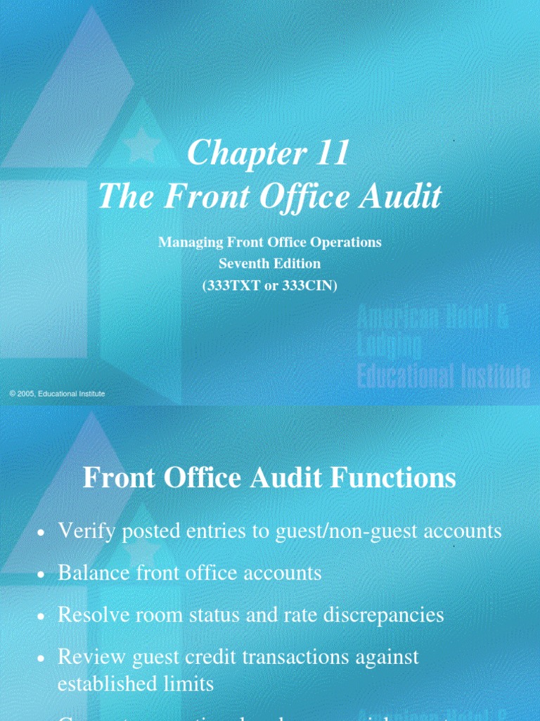 Chapter 11 - The Front Office Audit | PDF