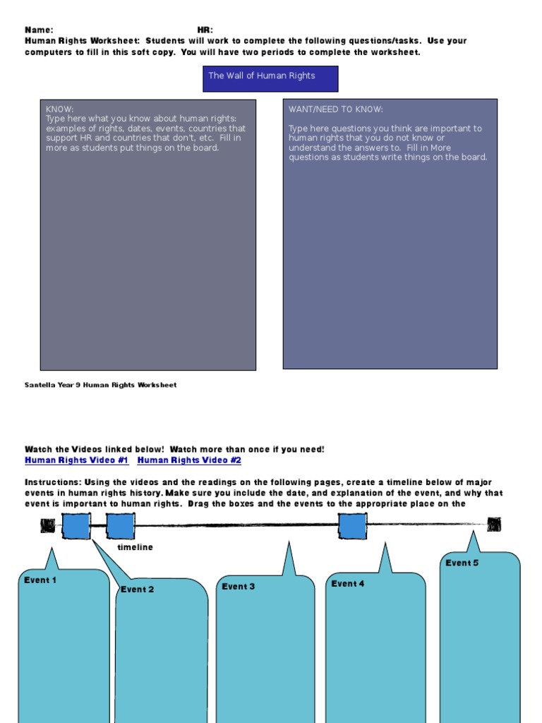 Year 9 Human Rights Worksheet | PDF | Crimes Against Humanity | Rights