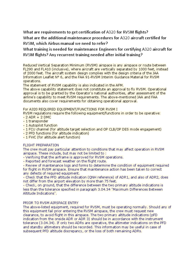 RVSM | PDF | Aerospace | Transport Safety