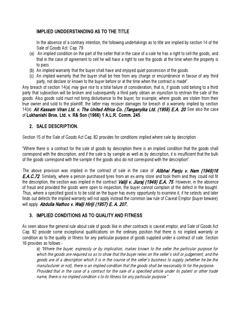 Implied Terms 2 Pdf Contractual Term Legal Concepts