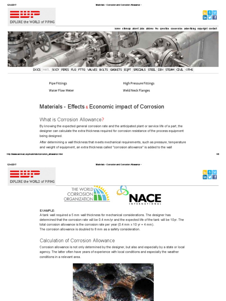 Materials - Corrosion and Corrosion Allowance | PDF | Corrosion | Boiler