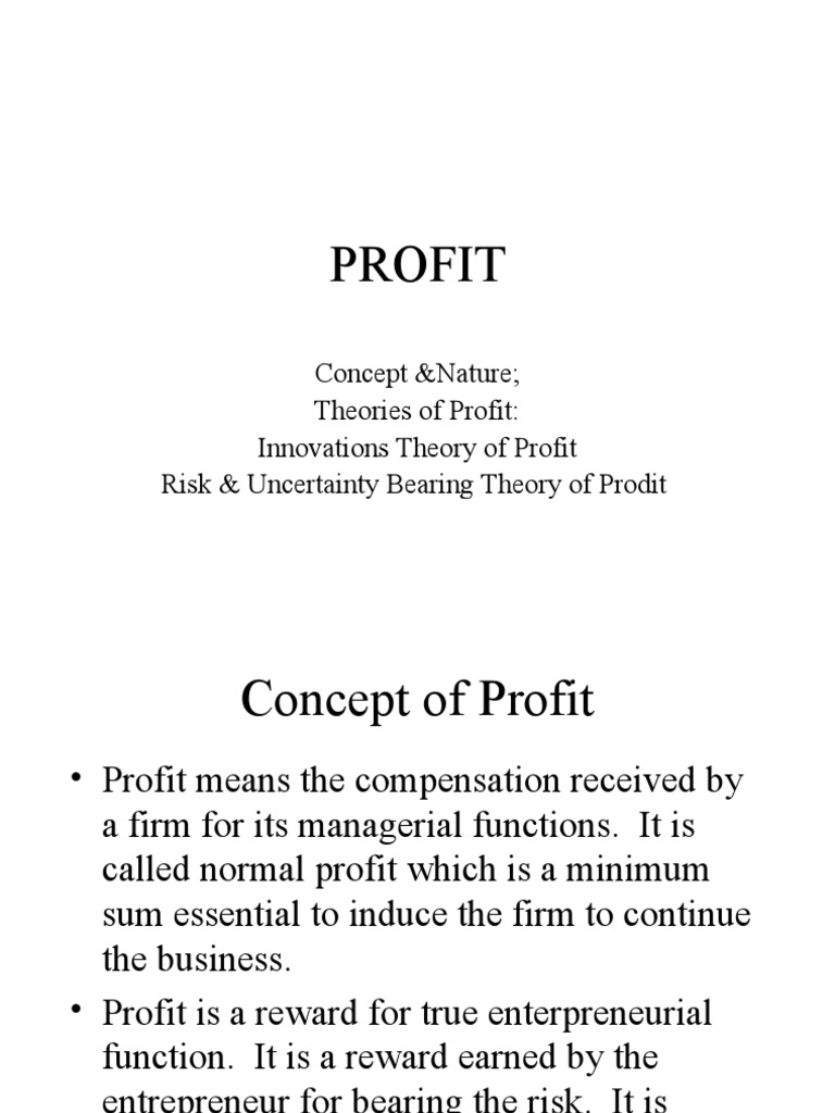 Risk & Uncertainty in Profit Theory | PDF | Profit (Economics ...