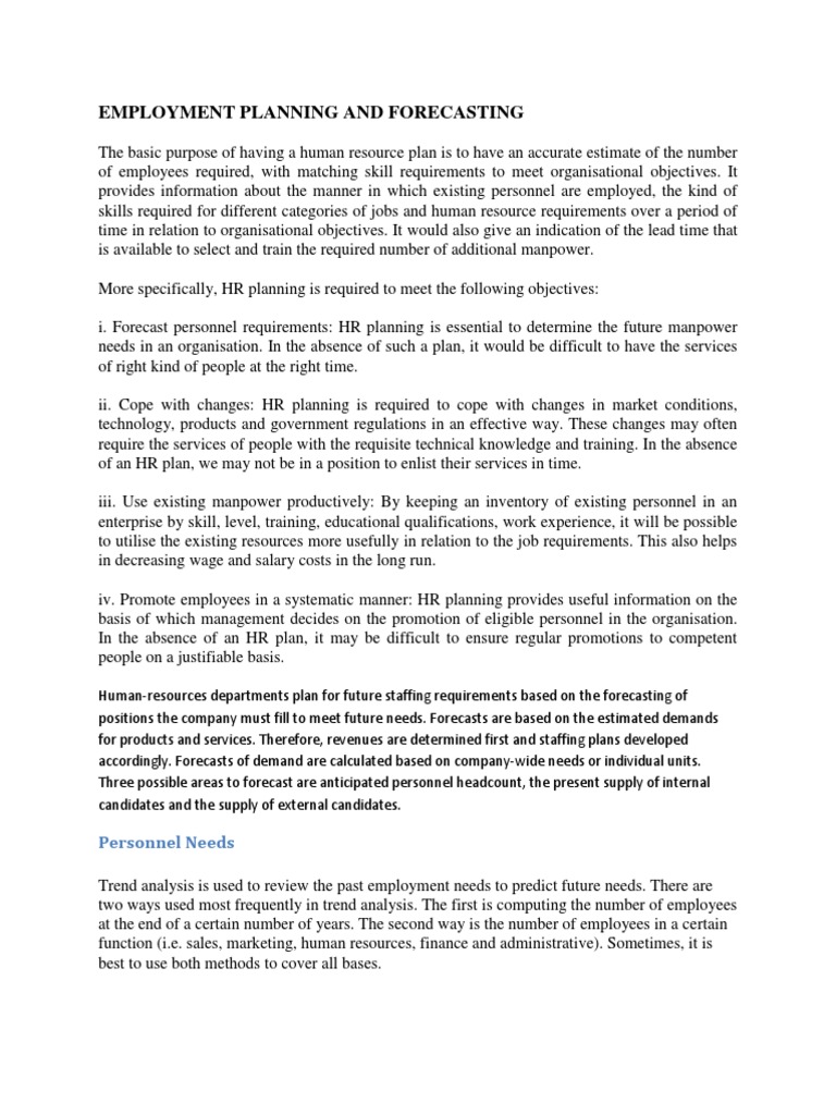 Employment Planning and Forecasting | PDF | Human Resources | Forecasting