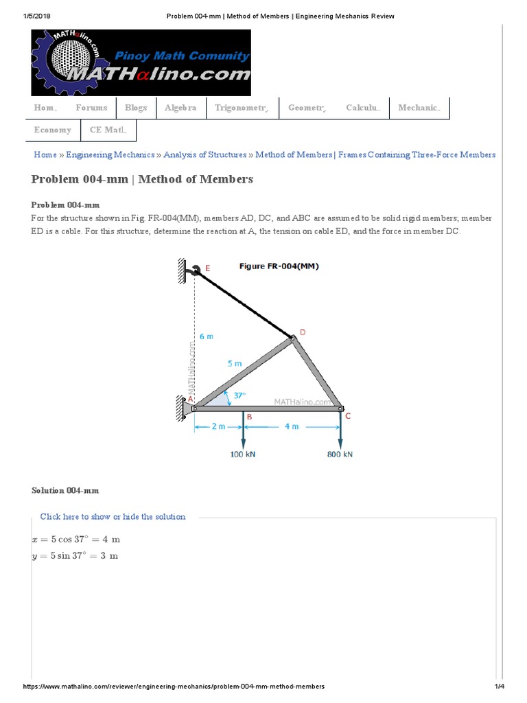Problem 004-Mm - Method of Members - Engineering Mechanics Review | PDF ...