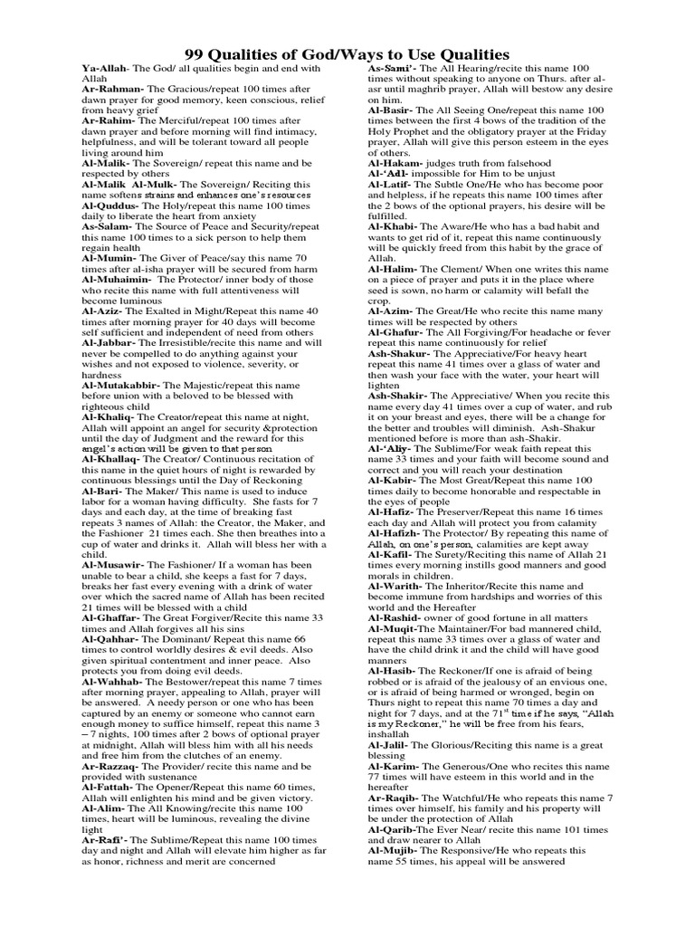 99-Names Simple To Use IMP | PDF | Prayer | Religious Belief And Doctrine