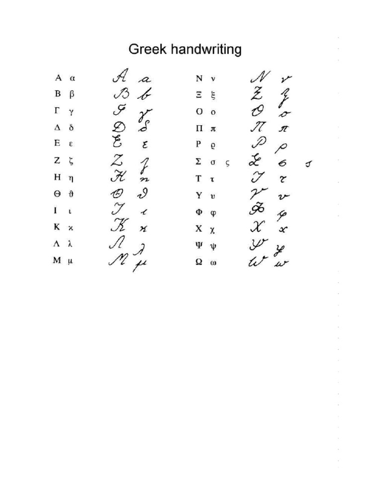 Greek Alphabet Handwriting | PDF
