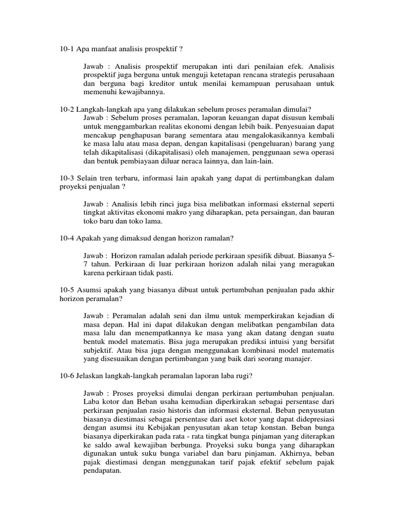 Bab 10 Analisis Prospektif Soal Pertanyaan | PDF