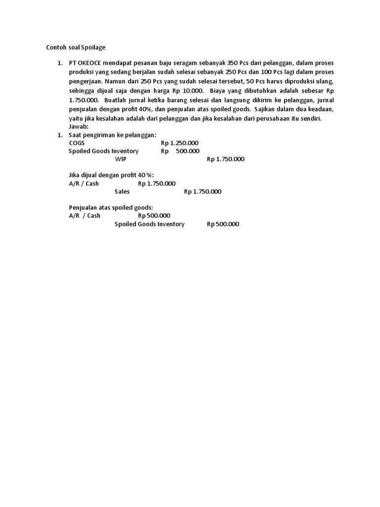 Contoh Soal Spoilage | PDF