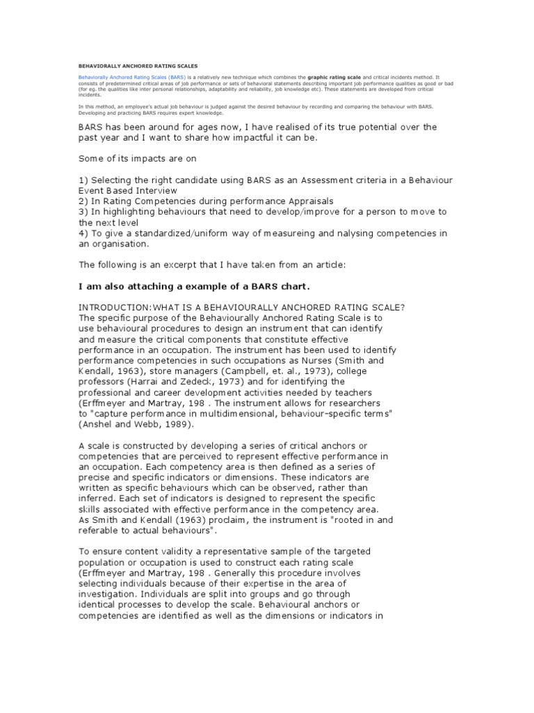 Behaviorally Anchored Rating Scales | Performance Appraisal ...