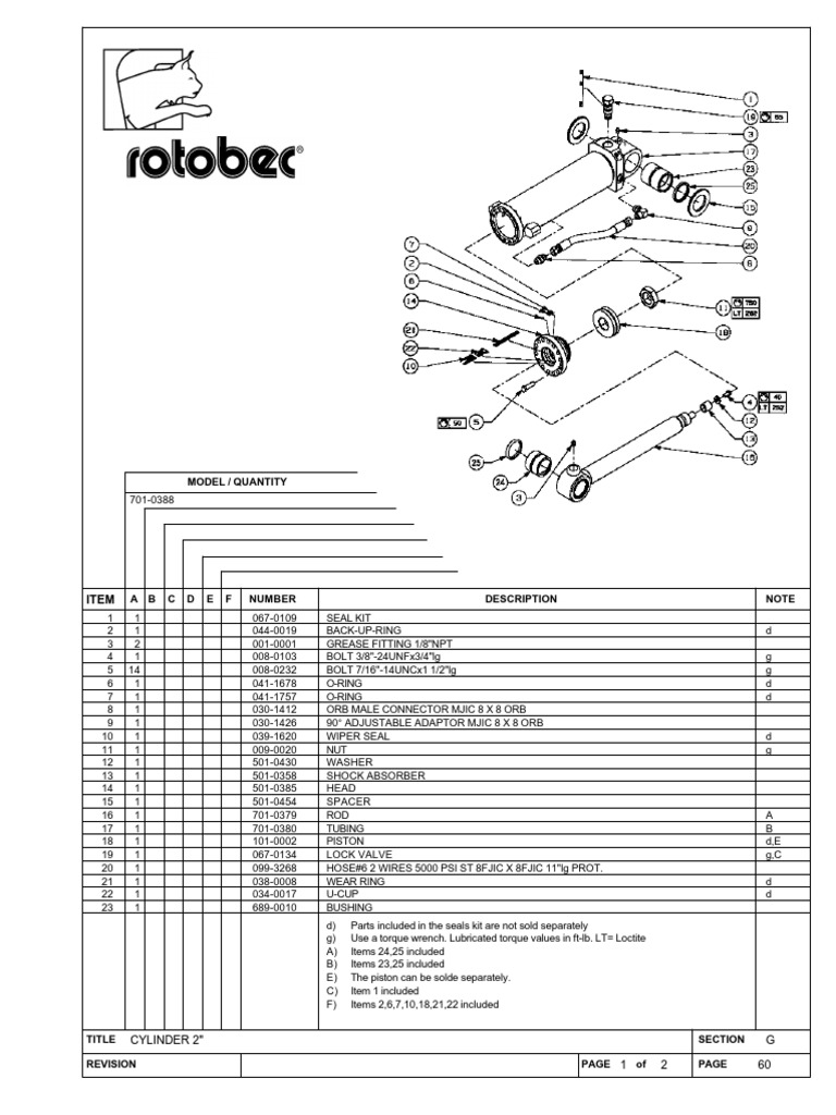 Desarme Cilindro Rotobec | PDF | Pistón | Cilindro (motor)