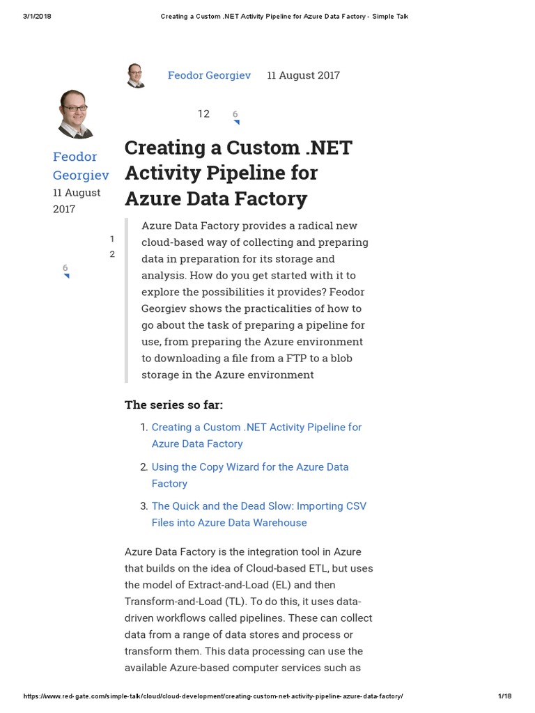 Creating A Custom NET Activity PipeLine For Azure Data Factory | PDF ...