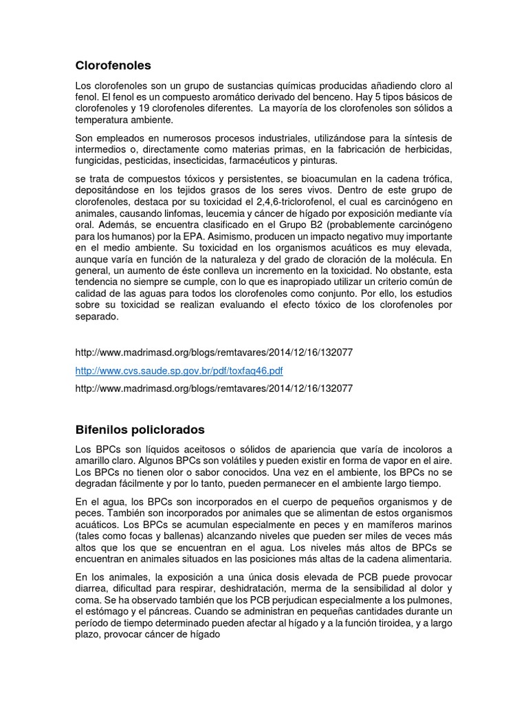 Clorofenoles | PDF | Ph | Bifenilo policlorado