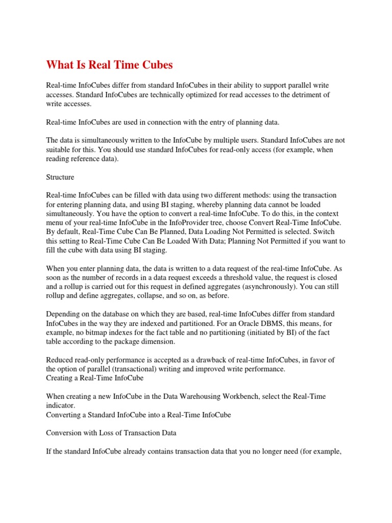 What Is Real Time Cubes | PDF | Databases | Computer Data