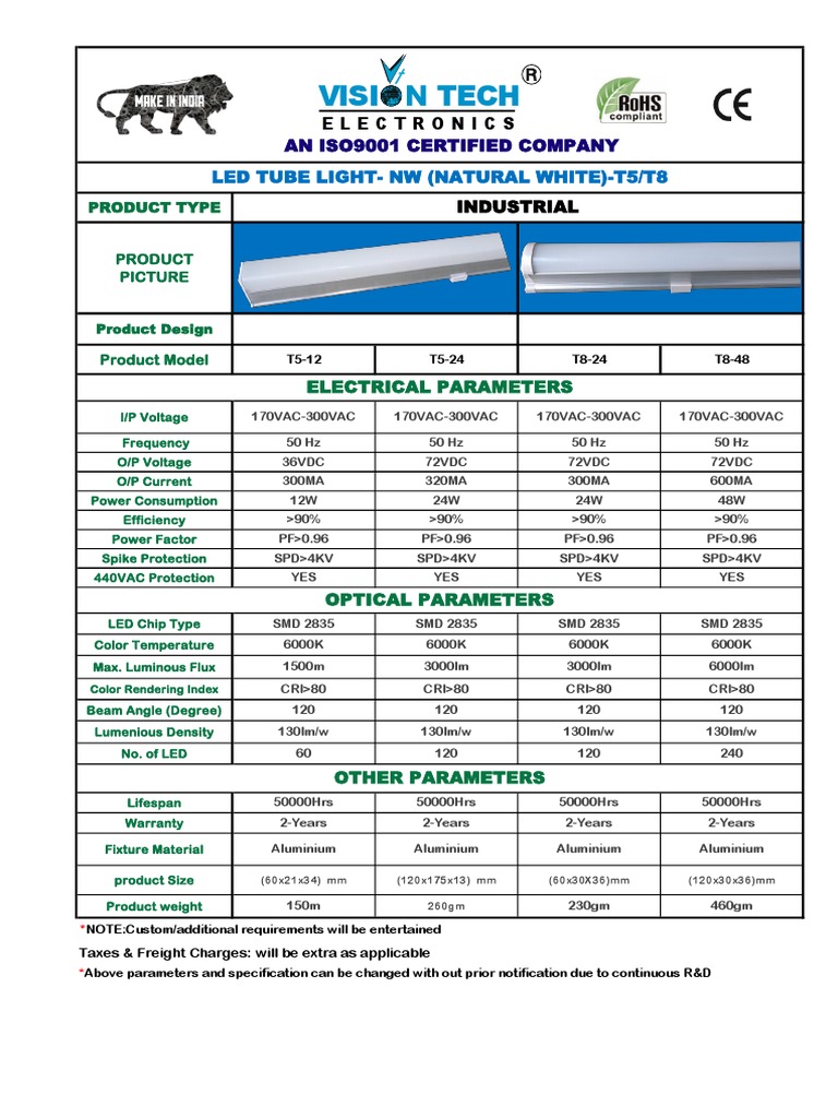 Visi N Tech: Led Tube Light-Nw (Natural White) - T5/T8 | PDF