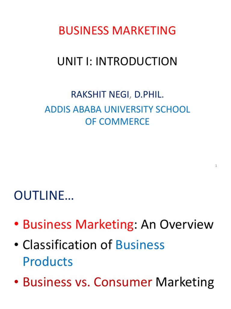 Business Marketing: Unit I: Introduction | PDF | Marketing | Sales