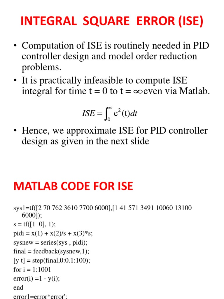 Integral Square Error (Ise) | Control Theory | Mathematical Analysis