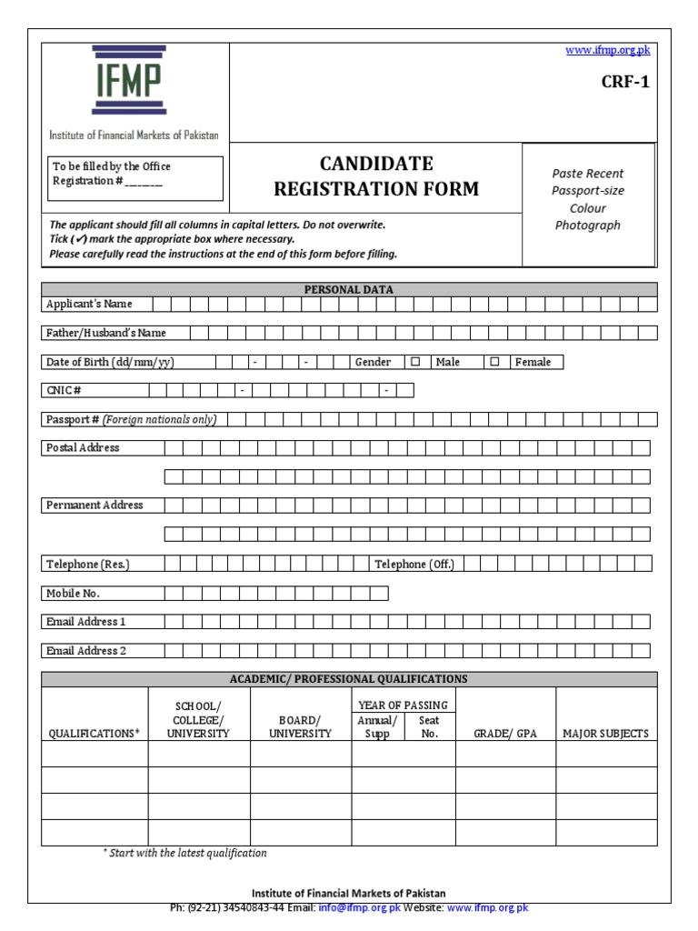 Candidate Registration Form IFMP | PDF | Identity Document | Government ...