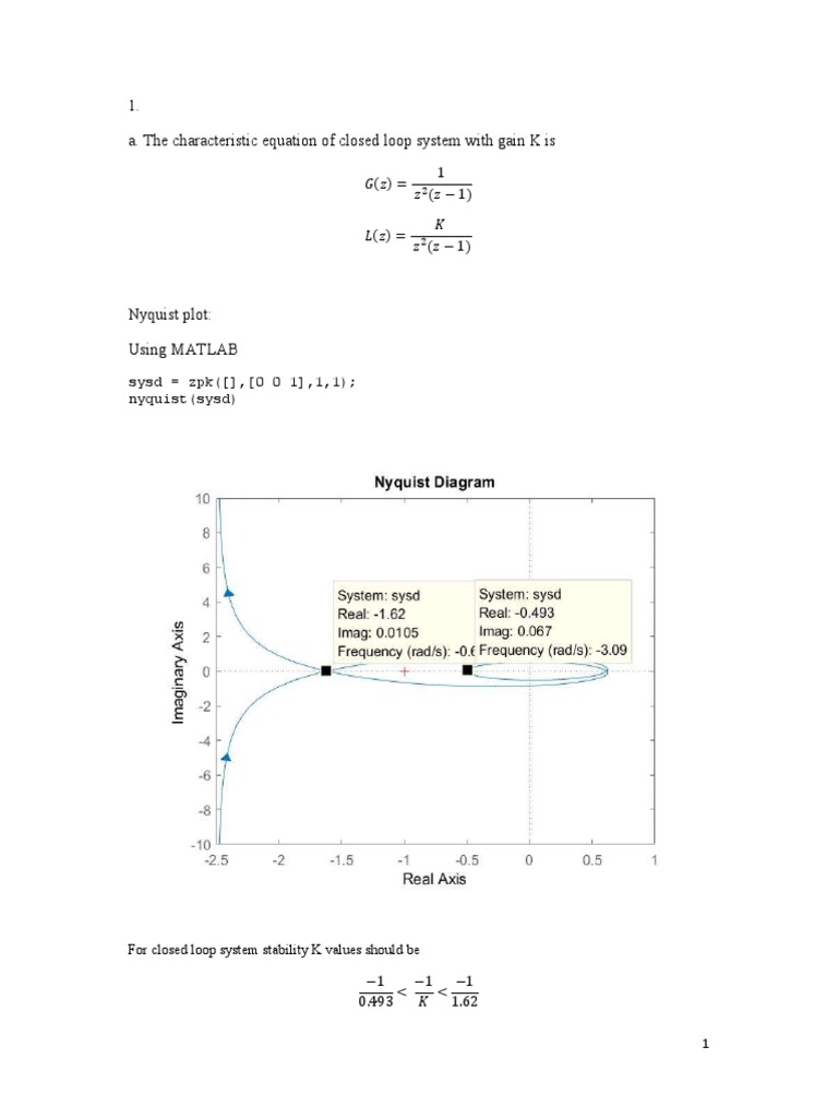 A. The Characteristic Equation of Closed Loop System With Gain K Is | PDF