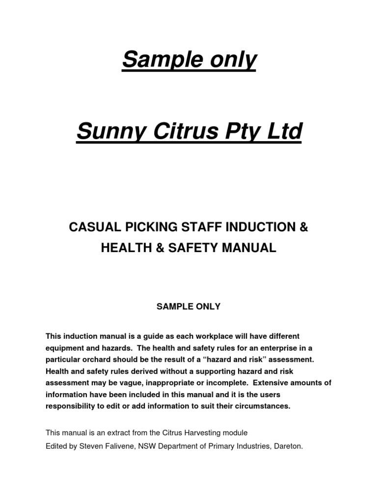 Harvest Induction Manual Sample Only | Download Free PDF | Orange ...