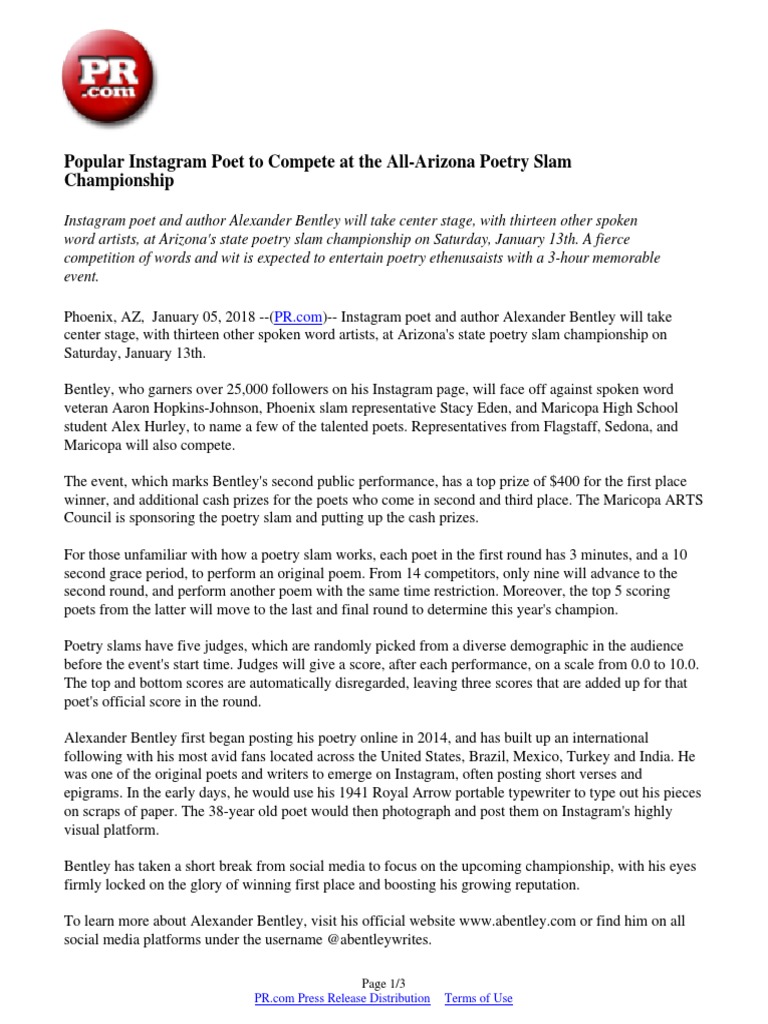 Popular Instagram Poet To Compete at The All-Arizona Poetry Slam ...