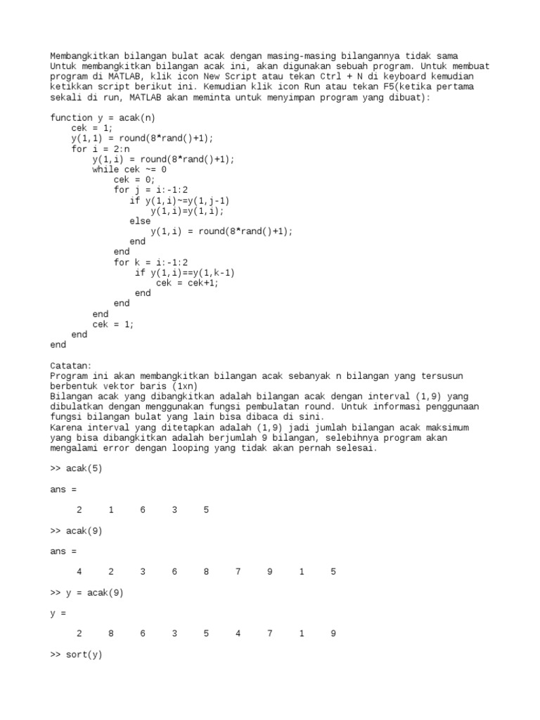 Membangkitkan Bilangan Bulat Acak | PDF