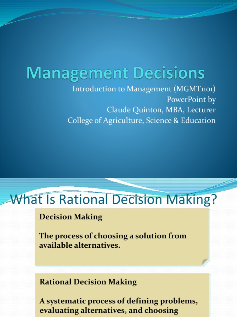 Management Decision | PDF | Brainstorming | Decision Making