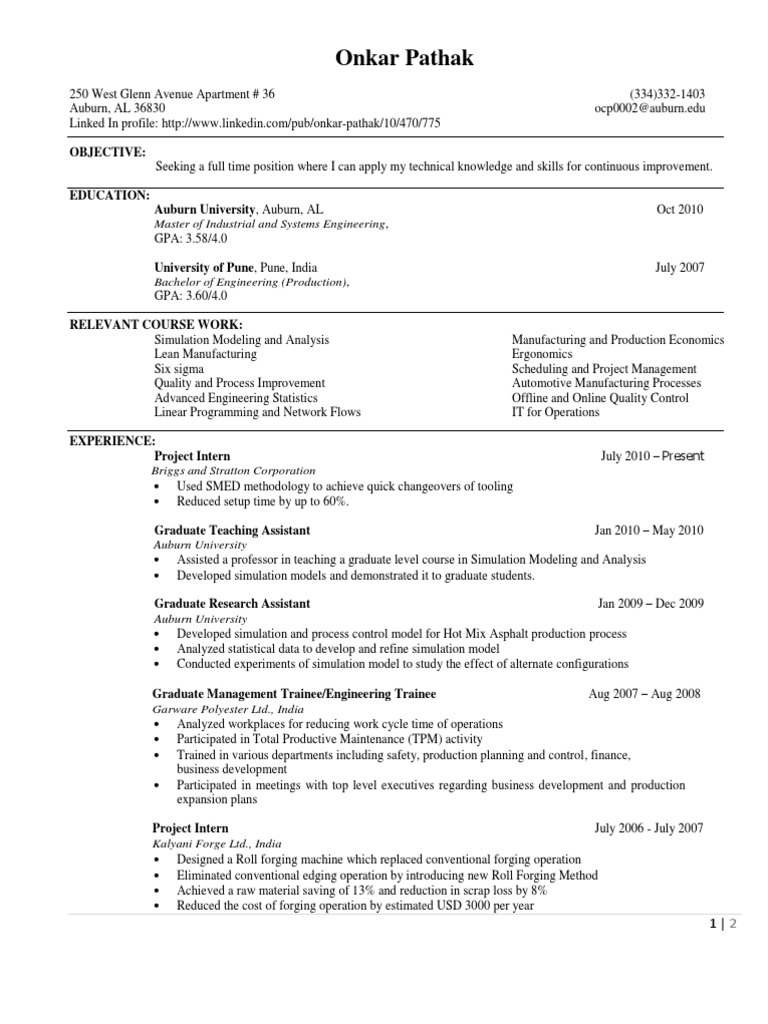 Onkar Pathak: Master of Industrial and Systems Engineering | PDF | Simulation | Six Sigma