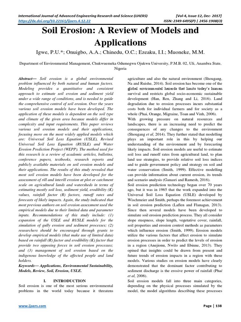 Soil Erosion Models Review | PDF | Surface Runoff | Erosion