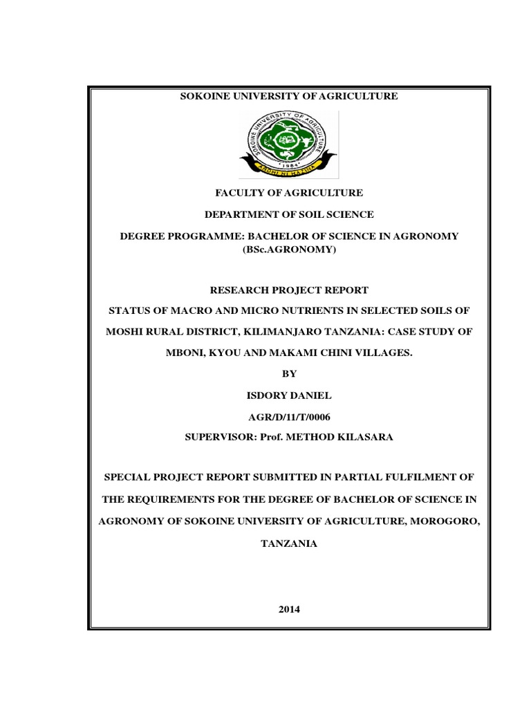 Status of Macro and Micro Nutrients in Selected Soils of Moshi Rural ...