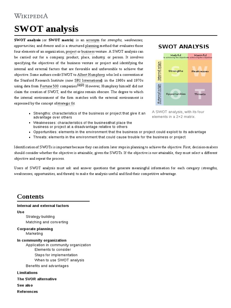 SWOT Analysis | PDF | Swot Analysis | Leadership