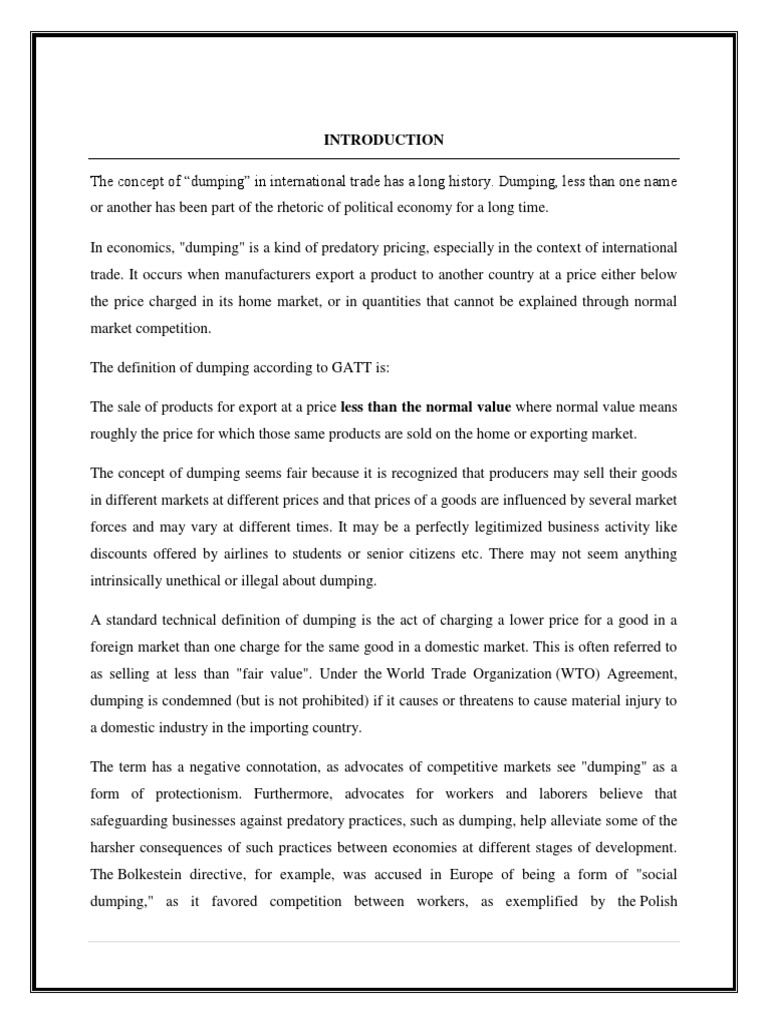 Dumping and Anti Dumping | PDF | Dumping (Pricing Policy) | Monopoly