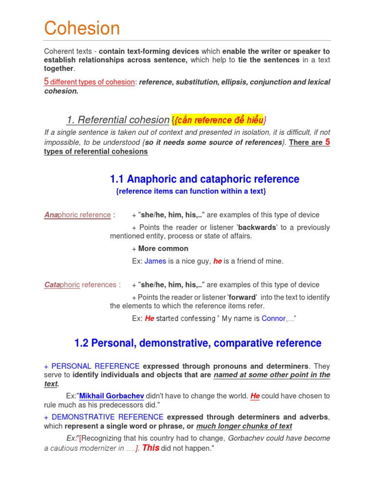 Discourse Analysi 2.1 COHESION FinalBrief | PDF | Morphology | Philology