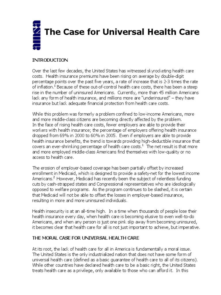 The Case For Universal Healthcare | PDF | Health Insurance Coverage In ...