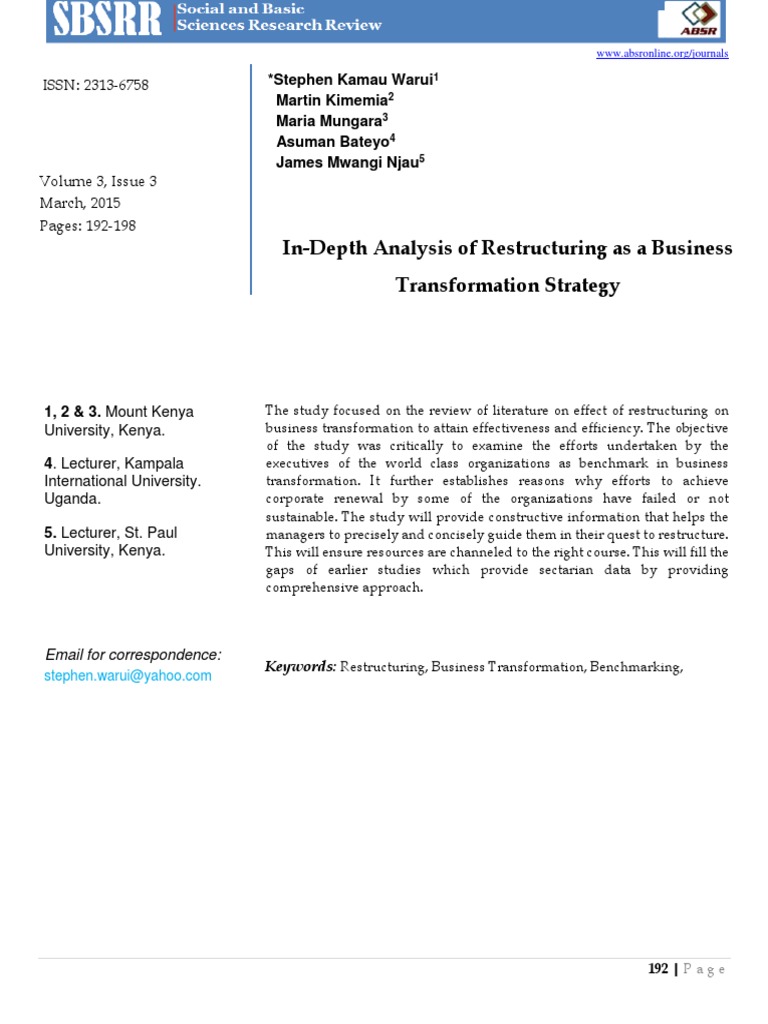 In-Depth Analysis of Restructuring As A Business Transformation Strategy | PDF | Hewlett Packard ...