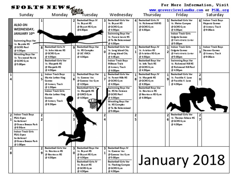 Sports Calendar January 2018 | PDF