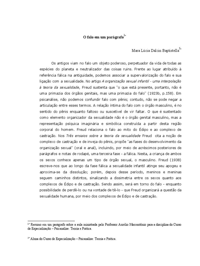 O Falo em Um Parágrafo | PDF | Sigmund Freud | Psicanálise
