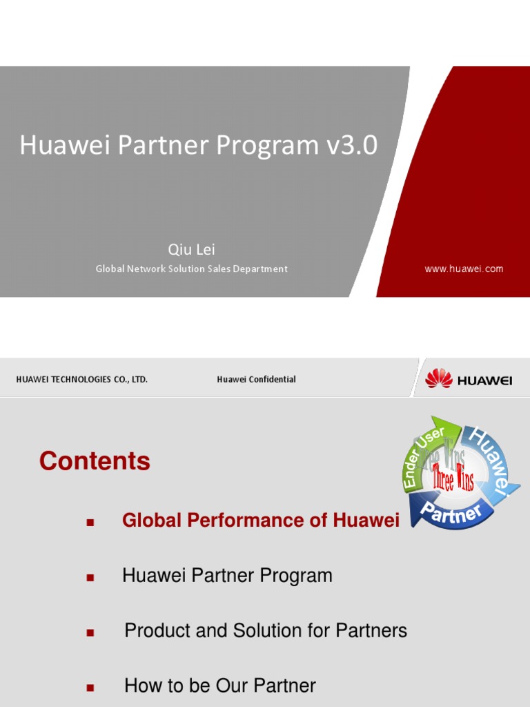 Huawei Partner Program 201001v3.0 | PDF | Ericsson | Computer Network