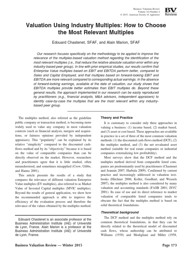 Valuing Using Industry Multiples | PDF | Discounted Cash Flow ...