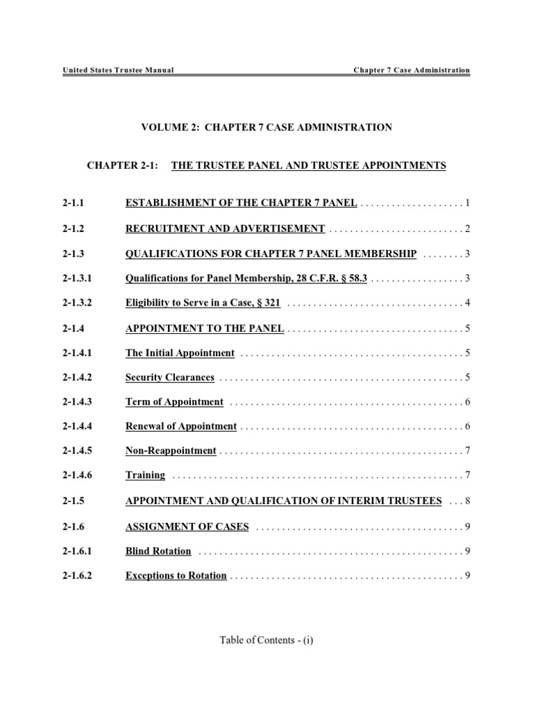 Ch7 Case Admin Manual | Download Free PDF | Chapter 7 | Trustee