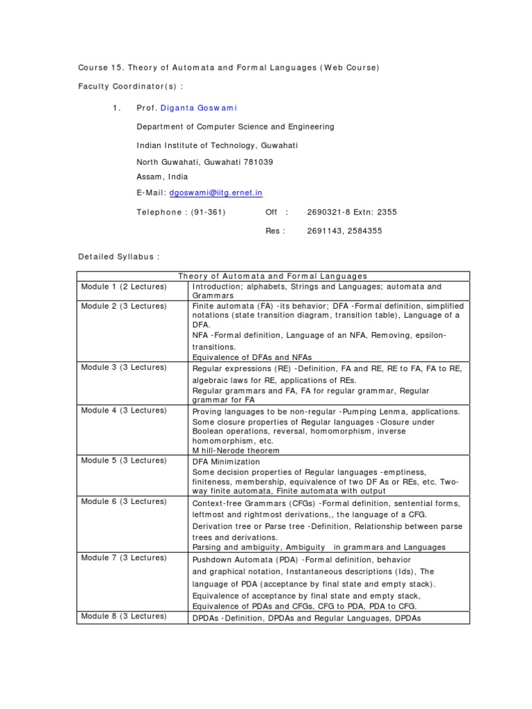 Theory of Automata and Formal Languages | PDF | Formal Methods ...