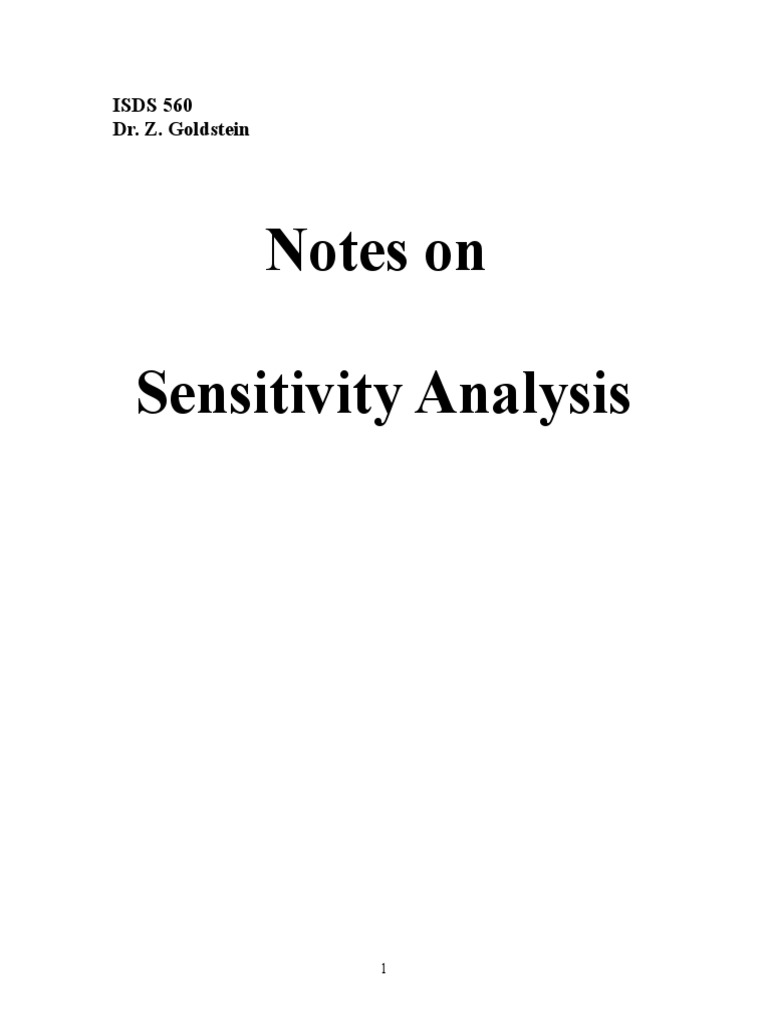 Notes On Sensitivity Analysis | PDF | Sensitivity Analysis ...