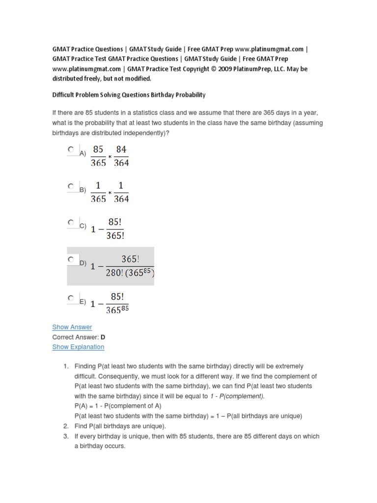 GMAT Practice Questions | PDF | Integer | Fraction (Mathematics)