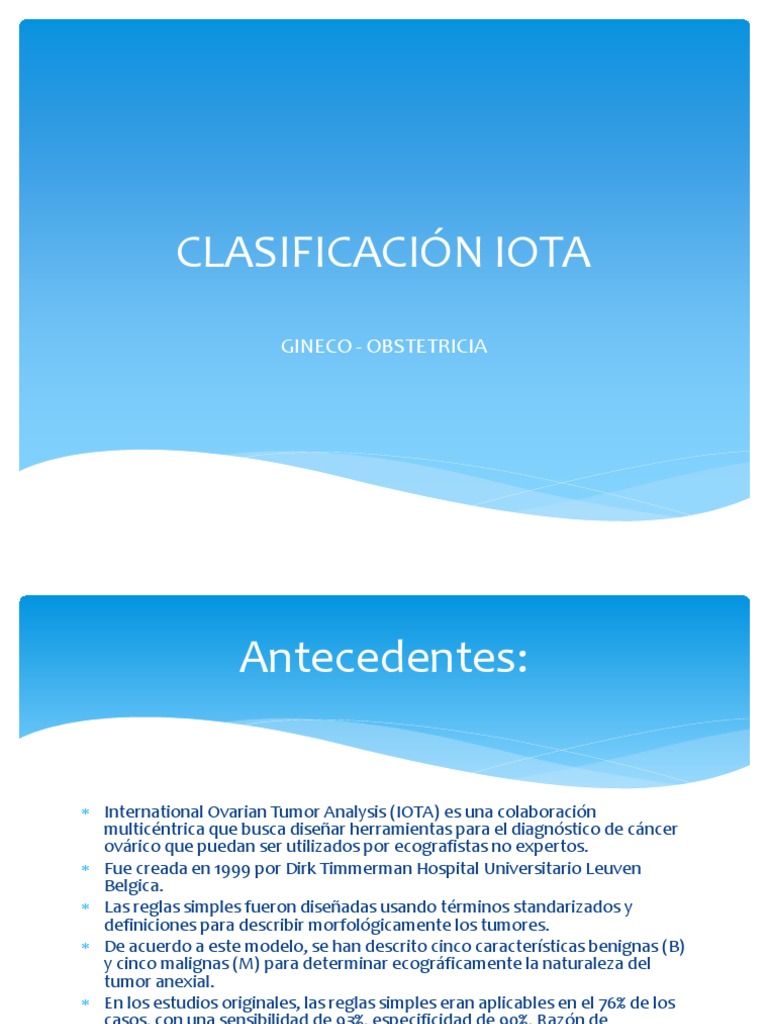 Criterios y Clasificación IOTA en Ovarios | PDF | Ultrasonido médico ...