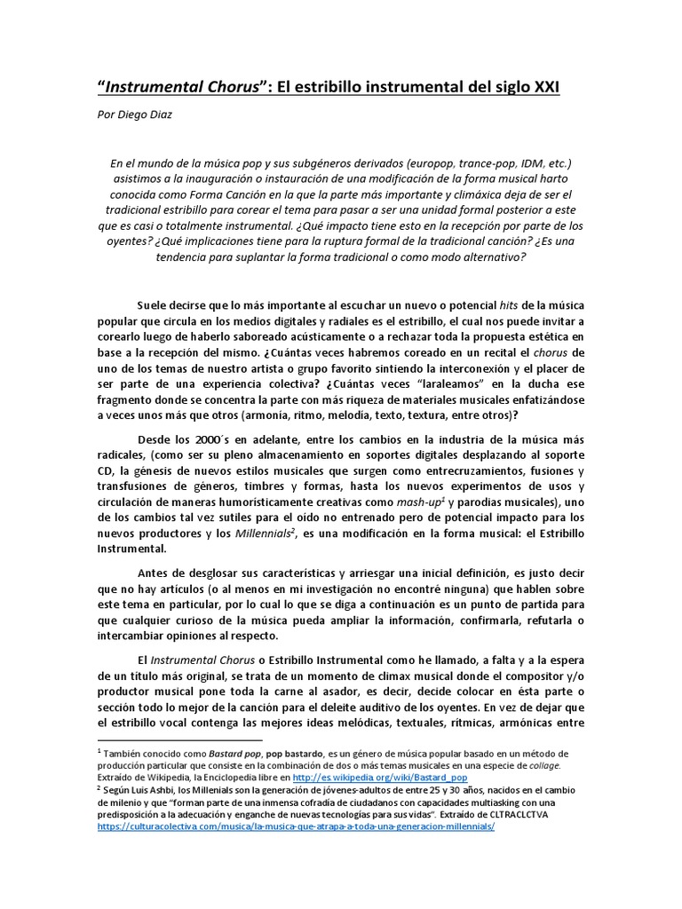 Estribillo Instrumental en el Pop | PDF | Canciones | Formas musicales