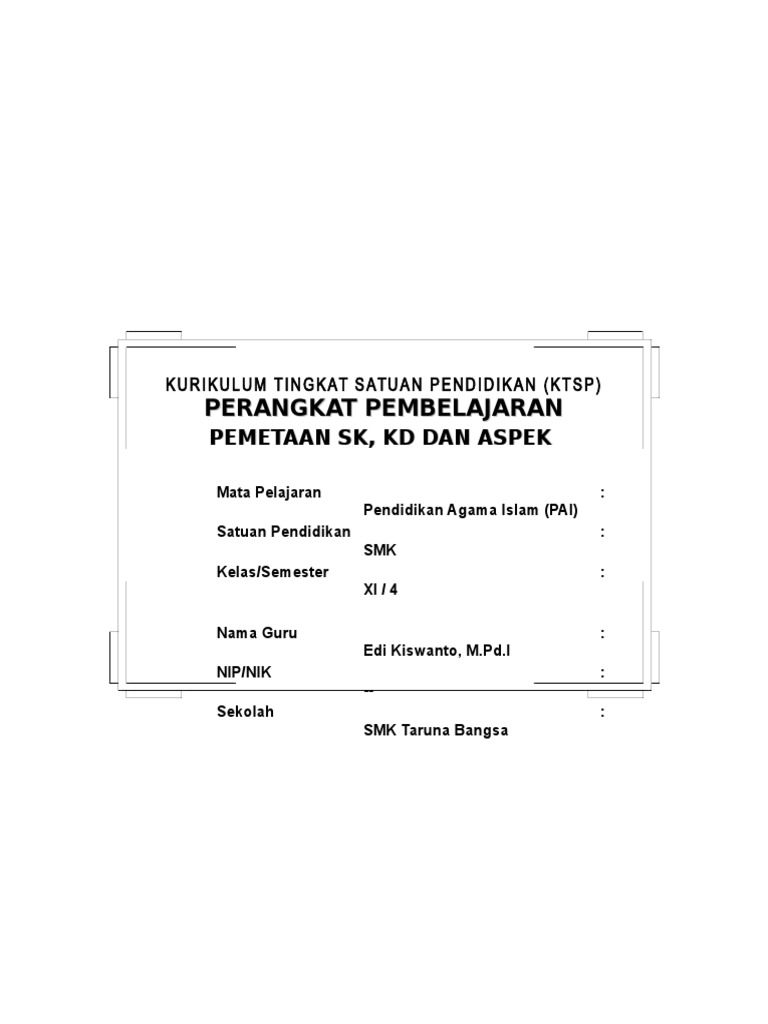 Pemetaan SK KD Pai Kelas Xi SMT 2 | PDF