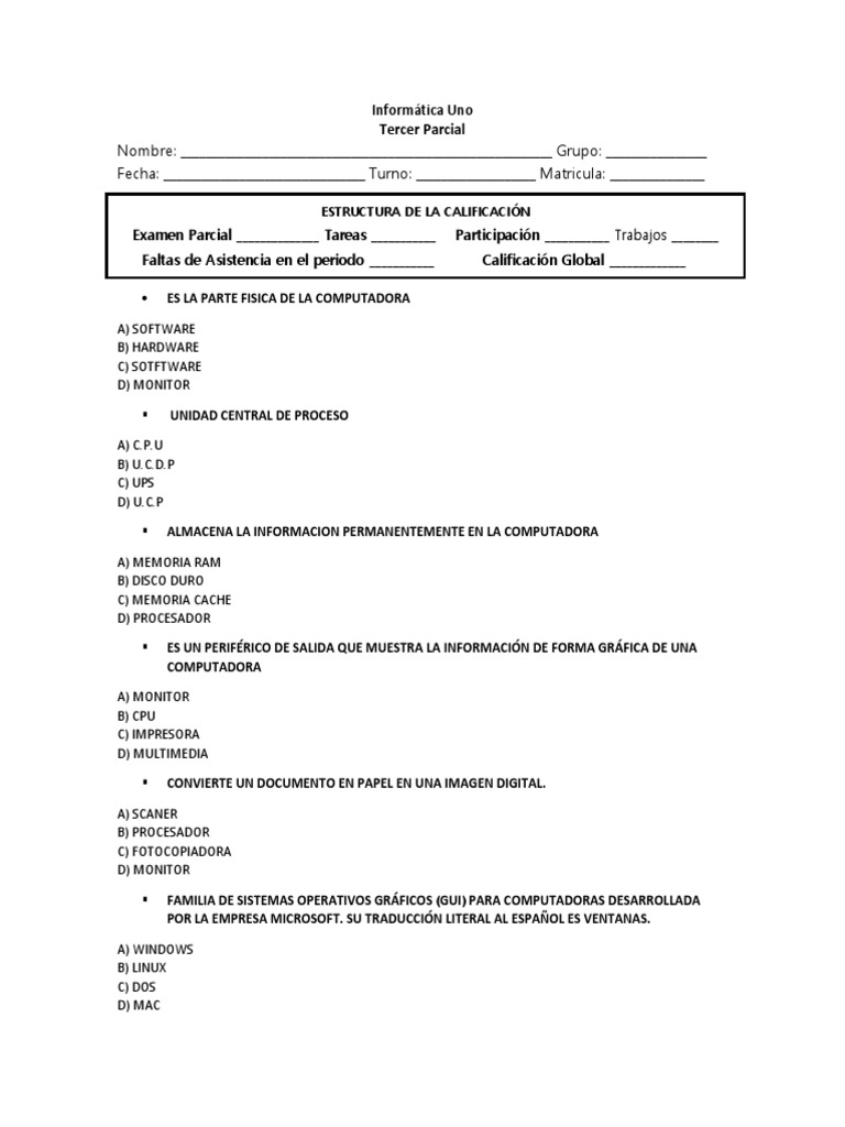 Examen Final Ucem Prepa | PDF | Microsoft | Microsoft Word