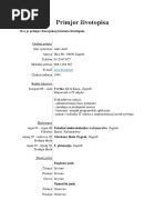Primjer Životopisa | PDF