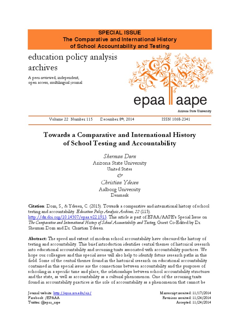 Epaa Aape: Education Policy Analysis Archives | PDF | Accountability ...